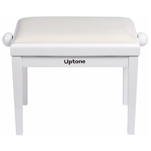 UPTONE Fusion G1 White банкетка с регулировкой высоты, цвет корпуса белый глянцевый, сиденье вельвет белый