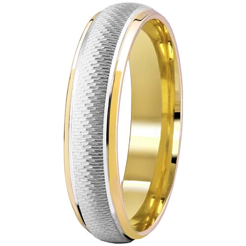 Кольцо обручальное Юверос, комбинированное золото, 585 проба, размер 20.5, белый