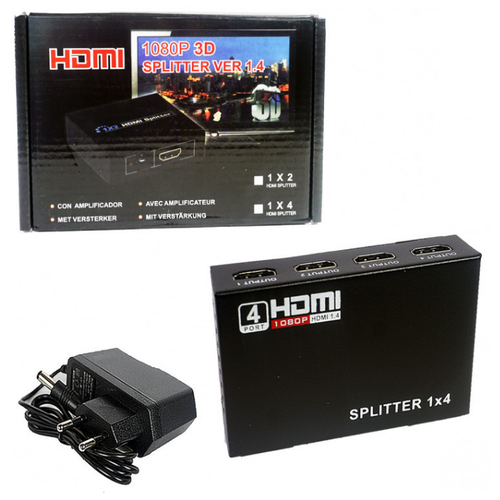 HDMI спллитер (разветвитель) - 1in - 4out / дублирует изображение по HDMI / с блоком питания