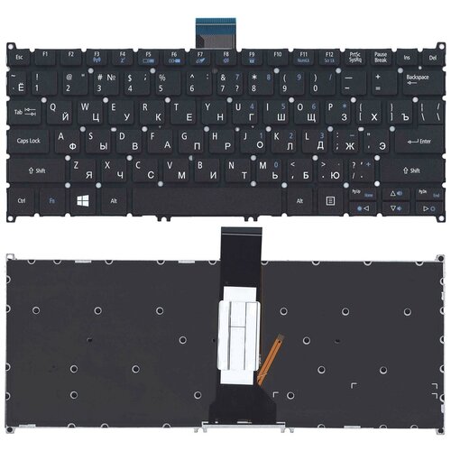 Клавиатура для ноутбука Acer Aspire V5-122P черная с подсветкой