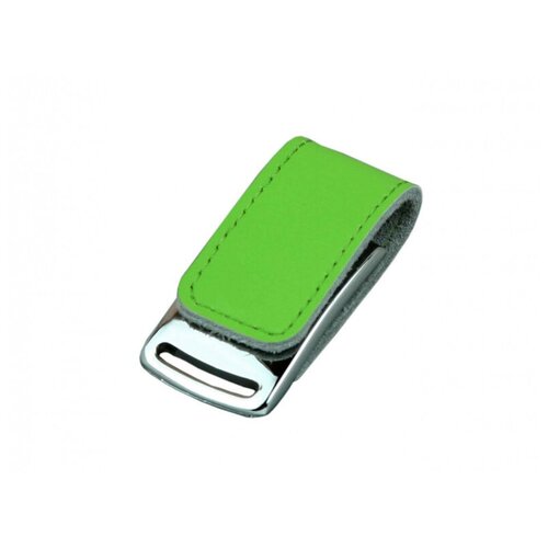 Кожаная флешка для нанесения логотипа с магнитным замком (32 Гб / GB USB 2.0 Зеленый/Green 216 Flash drive Модель 500)