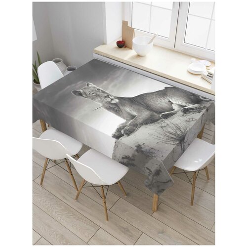 Скатерть прямоугольная JoyArty на кухонный стол "Львица в пустыне" из оксфорда, 180x145 см