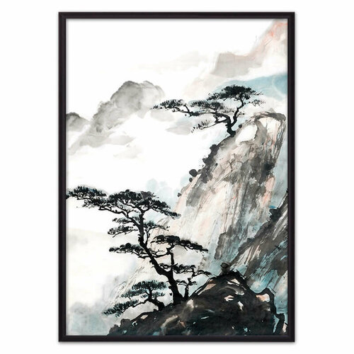 Постер в рамке Японская живопись, 50х70 см
