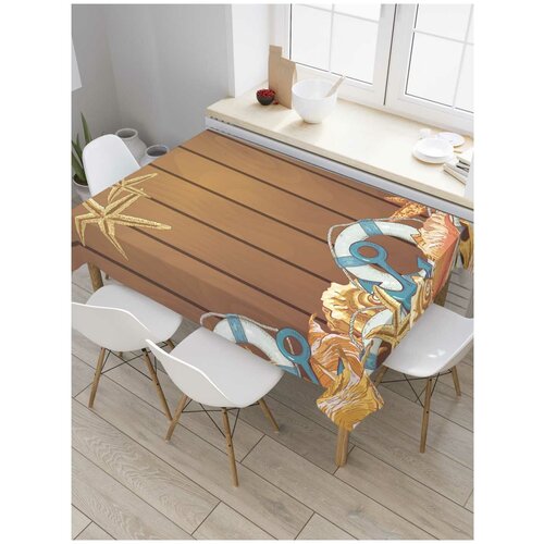 Скатерть прямоугольная JoyArty на кухонный стол "Морской беспорядок" из оксфорда, 120x145 см