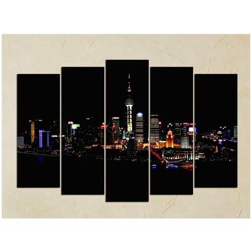 Модульная картина на Холсте - "Огни ночного города", размер 120х80 см