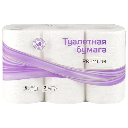 Туалетная бумага OfficeClean трехслойная Premium 17м 6 рул., белый