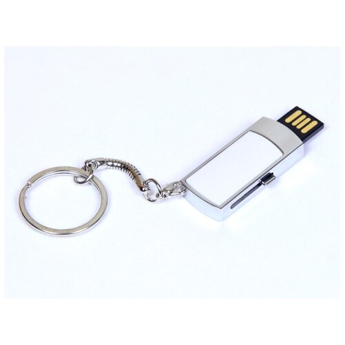 Металлическая выдвижная мини флешка для нанесения логотипа (64 Гб / GB USB 2.0 Белый/White 401 Флеш накопитель apexto U907 слайдер)