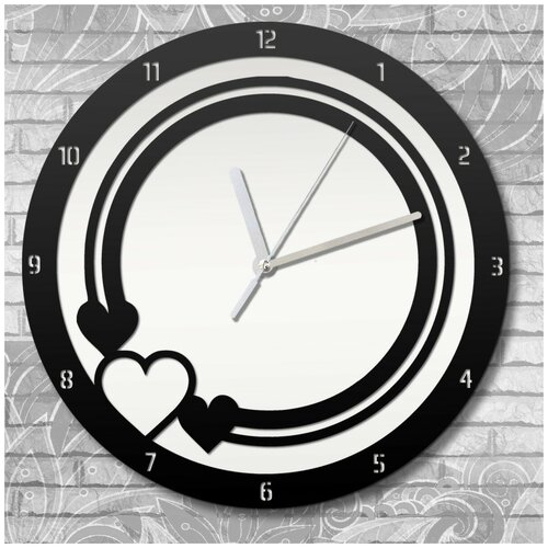 Настенные часы деревянные бесшумные любовь сердце - 617