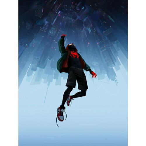 Плакат, постер на холсте Spider-Man: Into the Spider-Verse/Человек Паук: Через вселенные/комиксы/мультфильмы. Размер 21 х 30 см