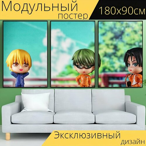 Модульный постер "Аниме, куроко, игрушка" 180 x 90 см. для интерьера