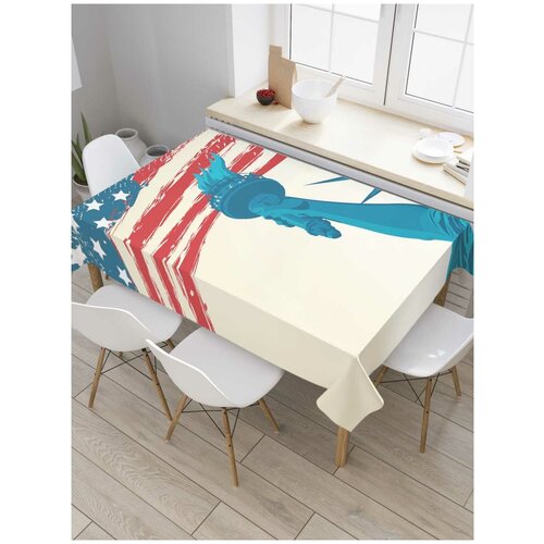 Скатерть прямоугольная JoyArty на кухонный стол "Свободная Америка" из оксфорда, 120x145 см