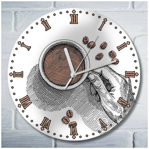 Настенные часы УФ интерьерная (кафе, кофейня, ресторан, кофе, капучино, кофеман, coffee) - 1234