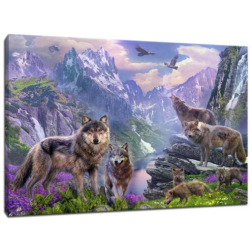 Картина Уютная стена "Волки в горах" 100х60 см