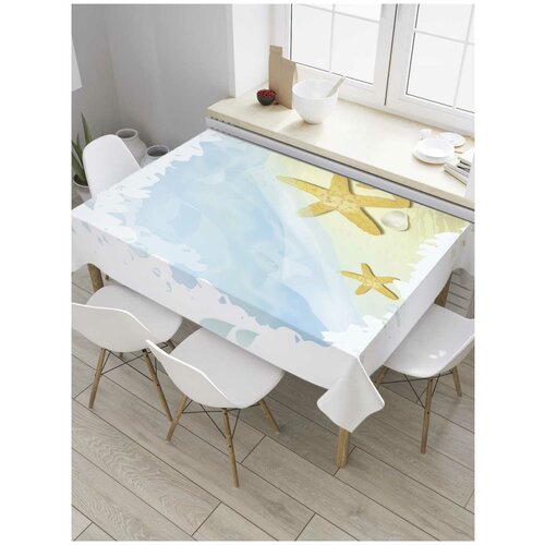 Скатерть прямоугольная JoyArty на кухонный стол "Акварельные морские звезды" из оксфорда, 180x145 см