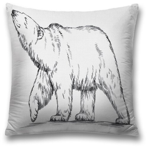Наволочка декоративная на молнии, чехол на подушку JoyArty "Графический северный медведь" 45х45 см