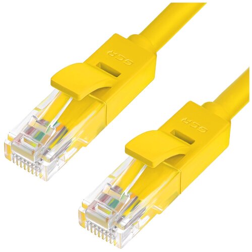 GCR Патч-корд прямой 5.0m UTP кат.5e, желтый, 24 AWG, литой, ethernet high speed 1 Гбит/с, RJ45, T568B