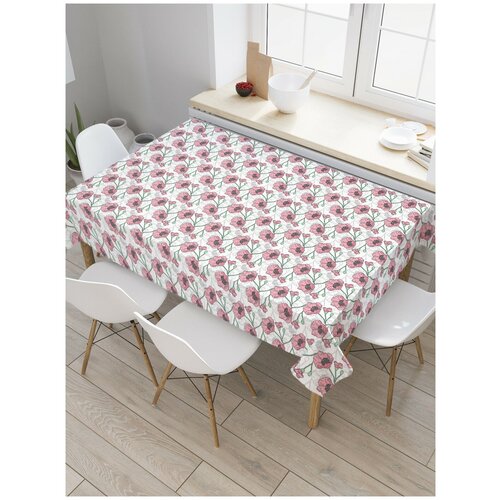 Скатерть прямоугольная JoyArty на кухонный стол "Расцветающие маки" из оксфорда, 120x145 см