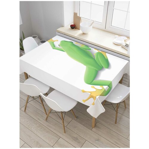 Скатерть прямоугольная JoyArty на кухонный стол "Лягушка на стене" из оксфорда, 120x145 см