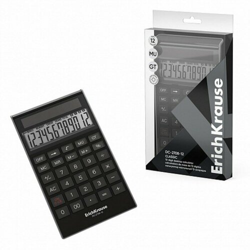 Калькулятор настольный 12-разрядов ErichKrause DC-2708-12 Classic, черный