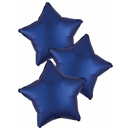 Набор воздушных шаров Anagram звёзды Сатин, Синий, 46 см, 3 шт