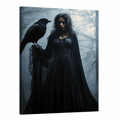 Интерьерная картина 50х70 "Ведьма с вороном"