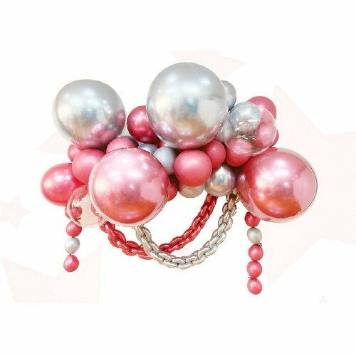 Набор для создания композиций из воздушных шаров, набор 52 шт, серебро, розовый