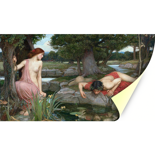 "Эхо и Нарцисс", Уотерхаус, Джон, картина для интерьера (репродукция) (90х51 см / без подрамника)