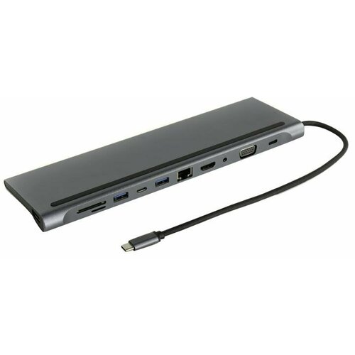 Док-станция USB Type C -> HDMI/VGA + USB Type A + LAN + CR + audio KS-is KS-474