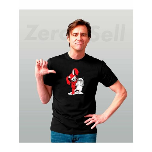 Футболка Zerosell заяц скелет кот мем, размер XXXL, черный