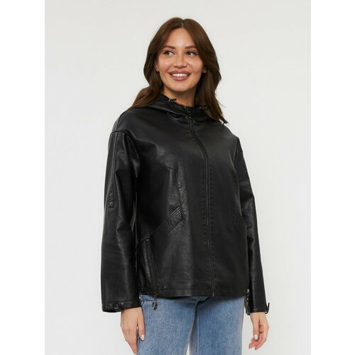 Кожаная куртка LINA REY, размер 54, черный