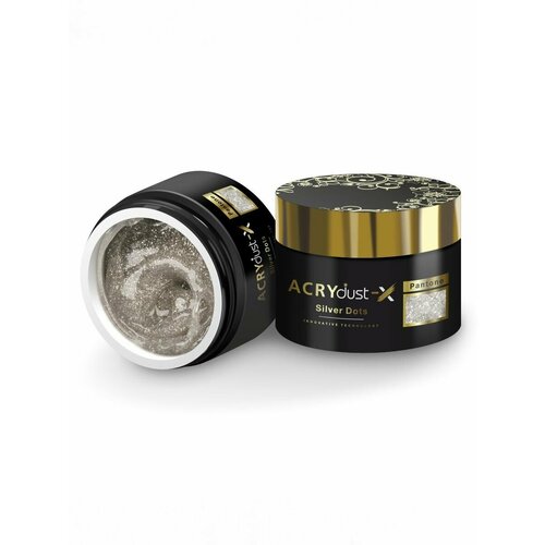 Акригель для ногтей 9 Free ACRYDUST-X Silver Dots, 15 мл.