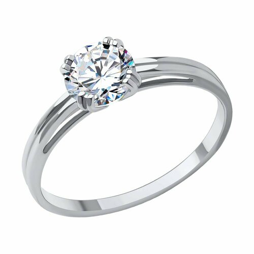 Кольцо Diamant, белое золото, 585 проба, фианит, размер 18.5