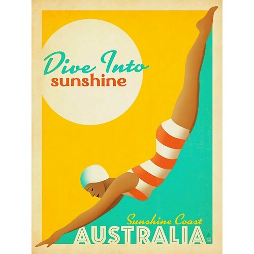 Плакат, постер на бумаге Sunshine Coast/Саншайн-Кост. Размер 30 на 42 см