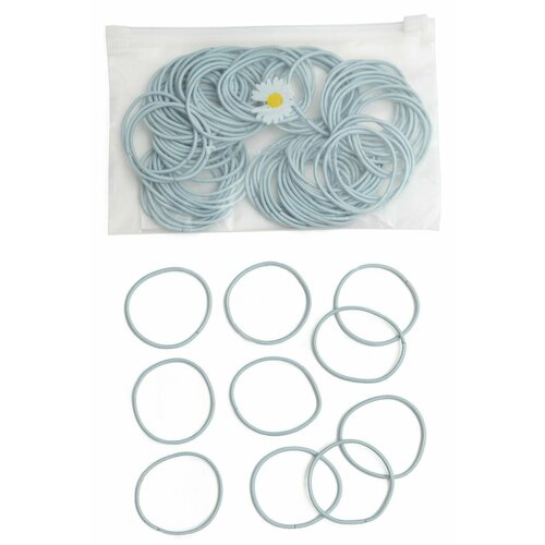 Резинки для волос 4 см в косметичке (100 шт) SF-7052, голубой