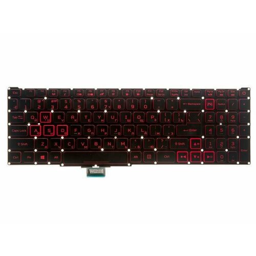 Клавиатура для ноутбука Acer Nitro 5 AN515 54, AN515-54, AN515-43, AN517-51, Nitro 7 AN715 51, AN715-51, Nitro 5 AN515-55, AN515-55-50Z3, AN517-52, AN517-52-5744 черная с красной подсветкой