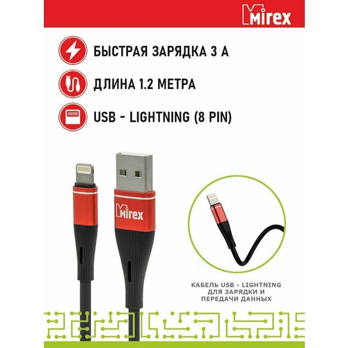 Кабель Mirex Lightning для быстрой зарядки Iphone / Ipad / Airpods / Провод для айфона