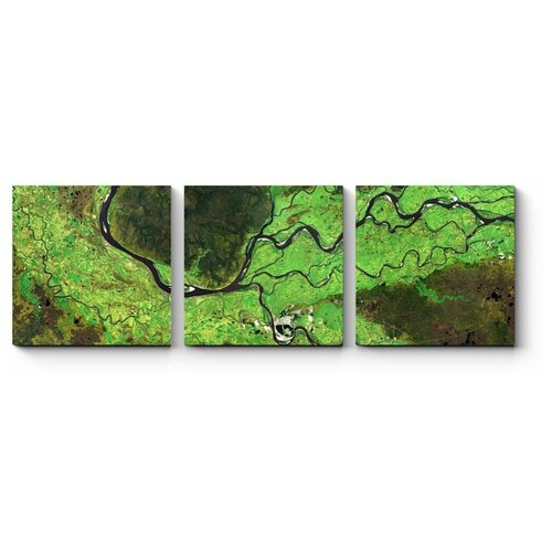 Модульная картина Карта рек 210x70