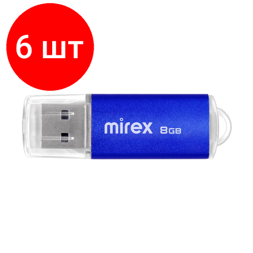 Комплект 6 штук, Флеш-память Mirex USB UNIT AQUA 8Gb (13600-FMUAQU08 )