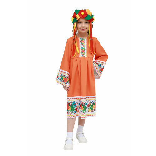 Русский народный костюм для девочки платье оранжевое