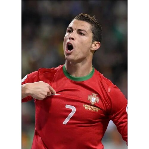 Плакат, постер Криштиану Роналду футболист. Cristiano Ronaldo на бумаге, размер 21х30см