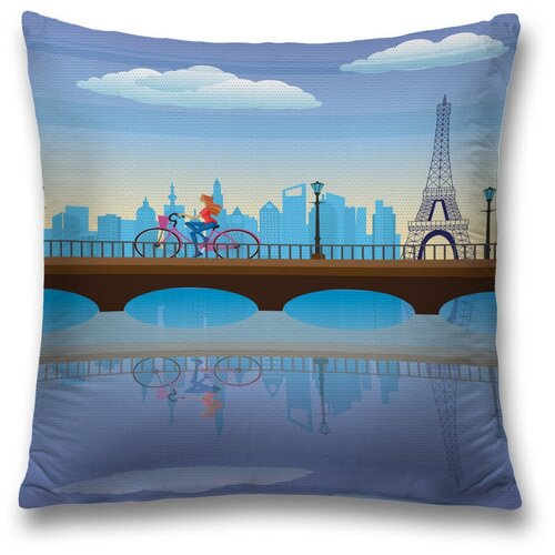 Наволочка декоративная на молнии, чехол на подушку JoyArty "По парижскому мосту" 45х45 см