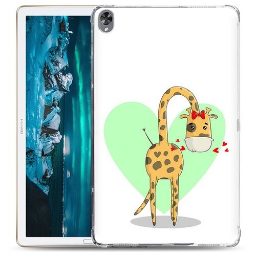 Чехол задняя-панель-накладка-бампер MyPads Влюбленный жираф 14 февраля для Huawei MediaPad M6 10.8 противоударный