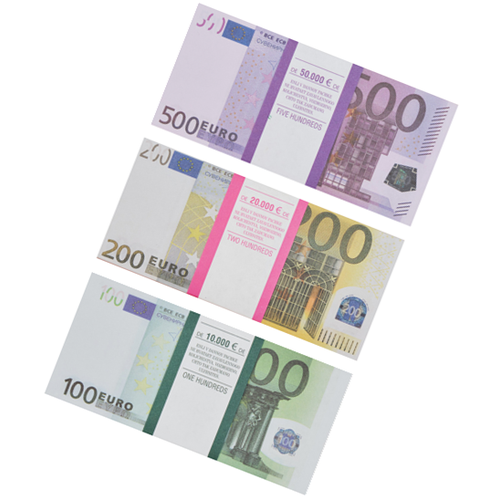 Набор сувенирные деньги, купюры фальшивые Евро (500, 200, 100 евро)