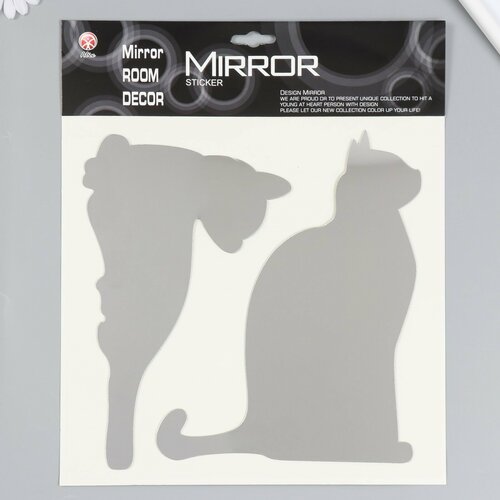 Наклейка интерьерная зеркальная "Две кошки" 38х31 см