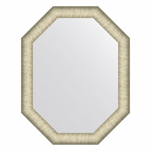 Зеркало настенное Octagon EVOFORM в багетной раме брашированное серебро, 55х70 см, для гостиной, прихожей, спальни и ванной комнаты, BY 7425