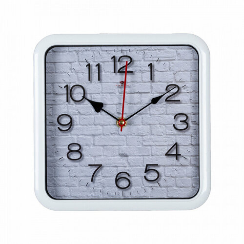 Часы настенные Рубин квадратные 22х22 см, корпус белый "Фактура" (2223-001)