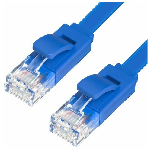 GCR Патч-корд прямой 0.3m UTP кат.5e, синий, 24 AWG, литой, ethernet high speed 1 Гбит/с, RJ45, T568B