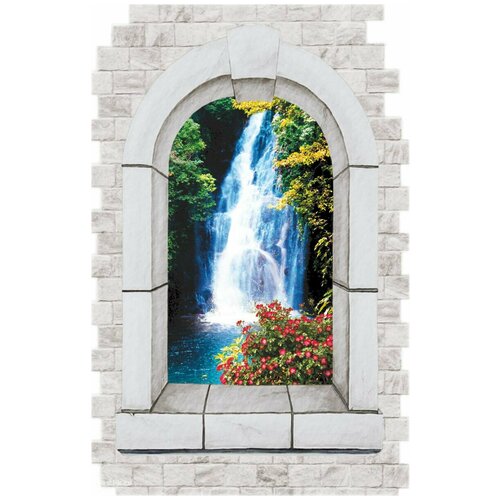 Наклейка интерьерная "Окно на водопад" с сильным клеевым слоем