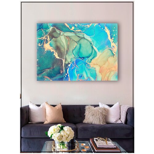 Картина для интерьера на натуральном хлопковом холсте "Абстрактный разноцветный мрамор", 38*55см, холст на подрамнике, картина в подарок