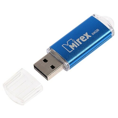 Флешка Mirex UNIT AQUA, 64 Гб, USB2.0, чт до 25 Мб/с, зап до 15 Мб/с, синяя